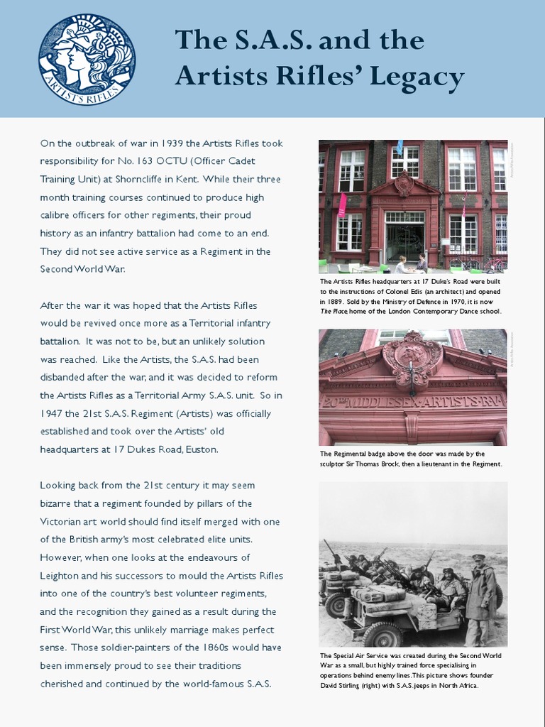 Artists Rifles and SAS Legacy | PDF | Special Air Service | Regiment