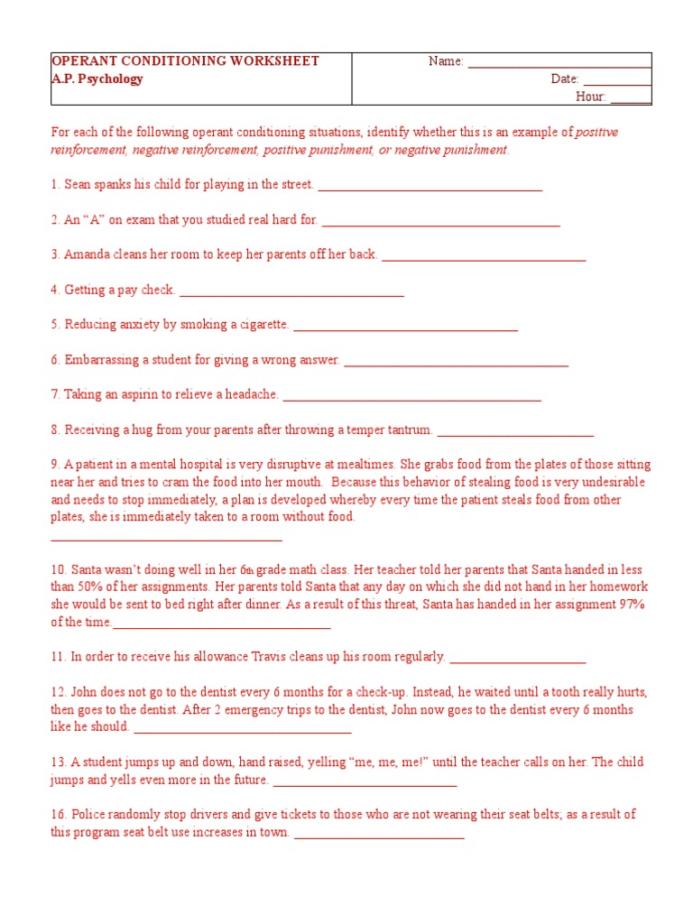 Oc Worksheet | PDF | Homework | Reinforcement