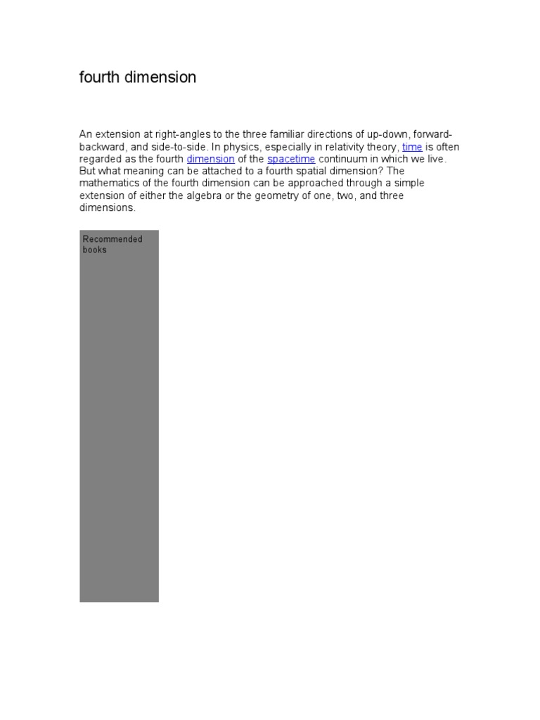 Fourth Dimension | PDF | Dimension | Euclidean Geometry