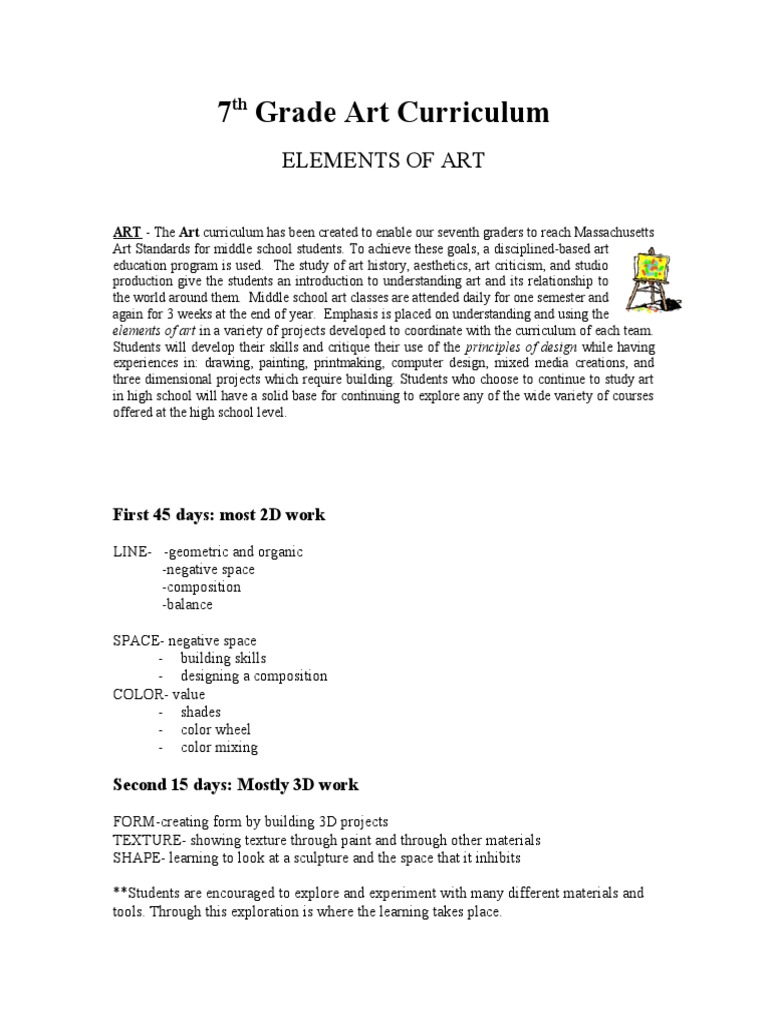 7th Grade Art Curriculum Overview | PDF | Art