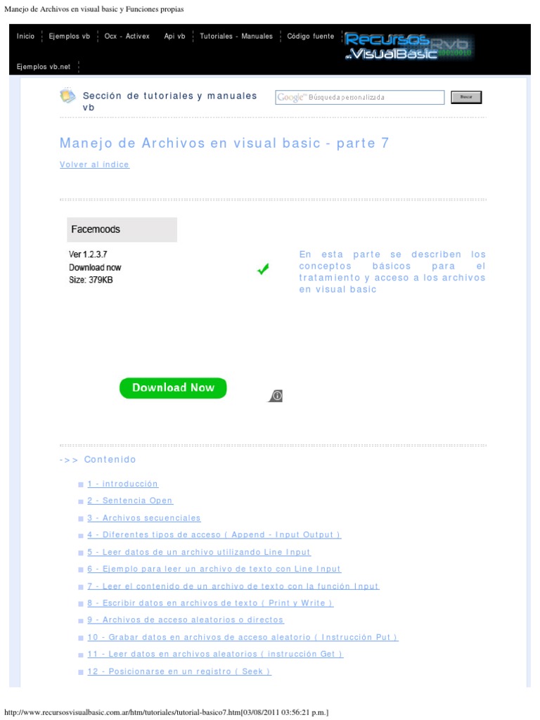 Manejo de Archivos en Visual Basic y Funciones Propias | Descargar ...