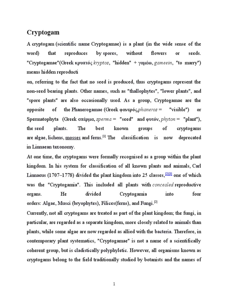 An Overview of Cryptogams and their Historical Classification | PDF ...