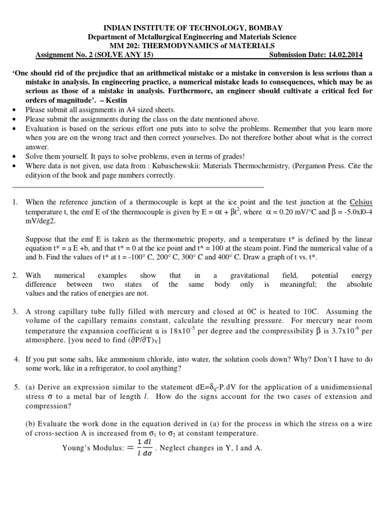 Thermodynamics Assignment 2 2014 | PDF | Combustion | Gases