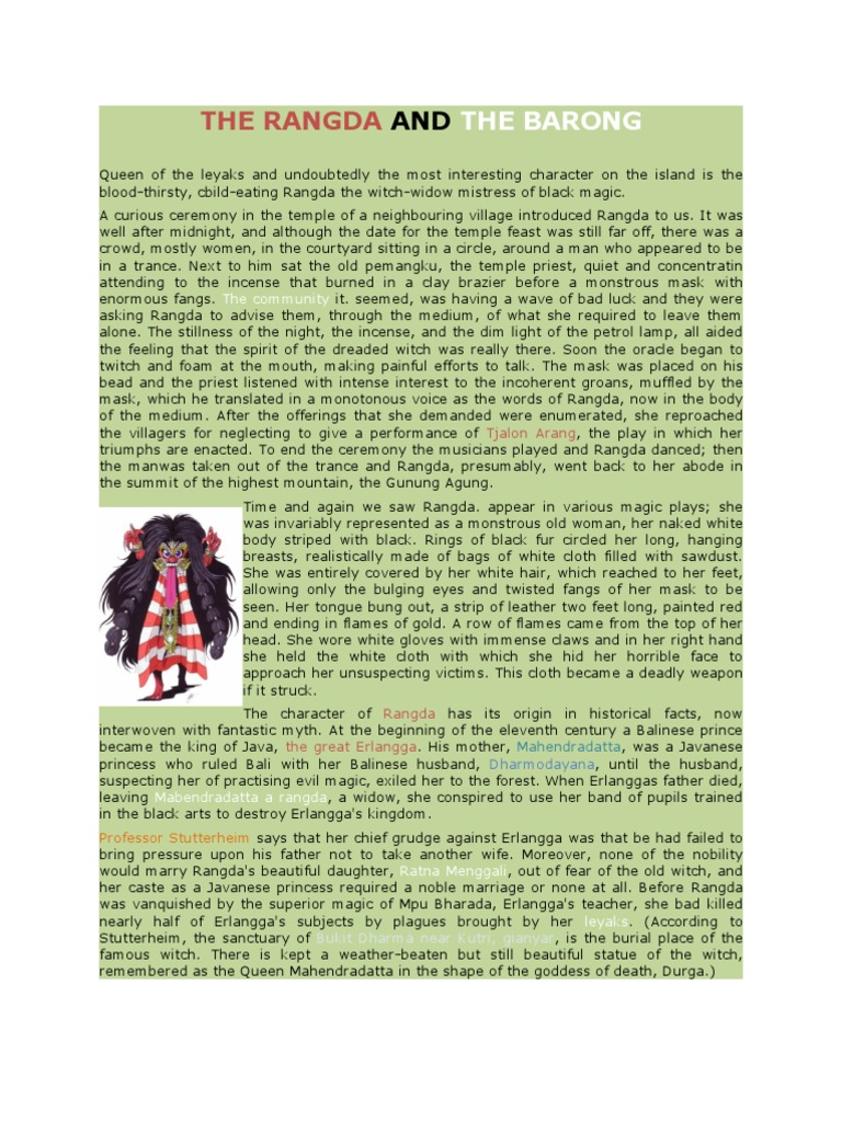 Balinese Witch Legend: Rangda | PDF | Religion & Spirituality