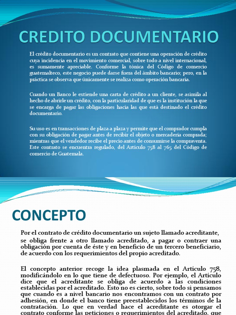 Credito Documentario | Carta de crédito | Bancos | Prueba gratuita de ...
