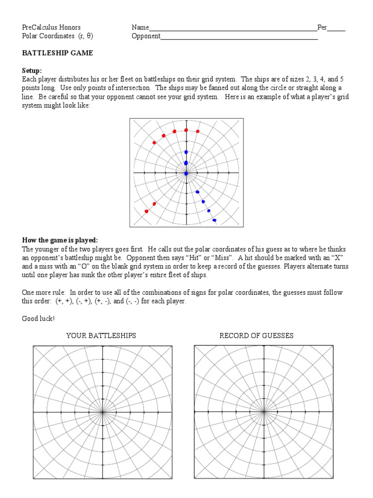 Polar Coordinates Battleship Game | PDF