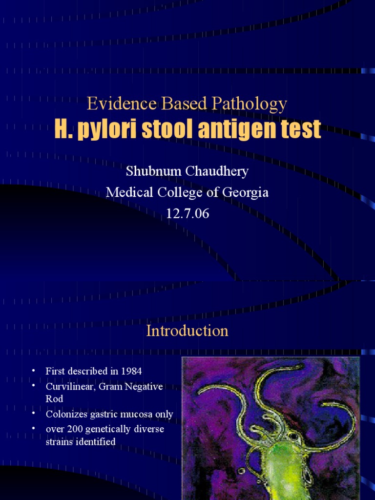 H. Pylori Stool Antigen Test | PDF | Indigestion | Infection