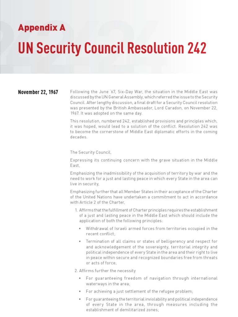 UN Security Council Resolution 242, Appendix A | Egypt–Israel Relations ...