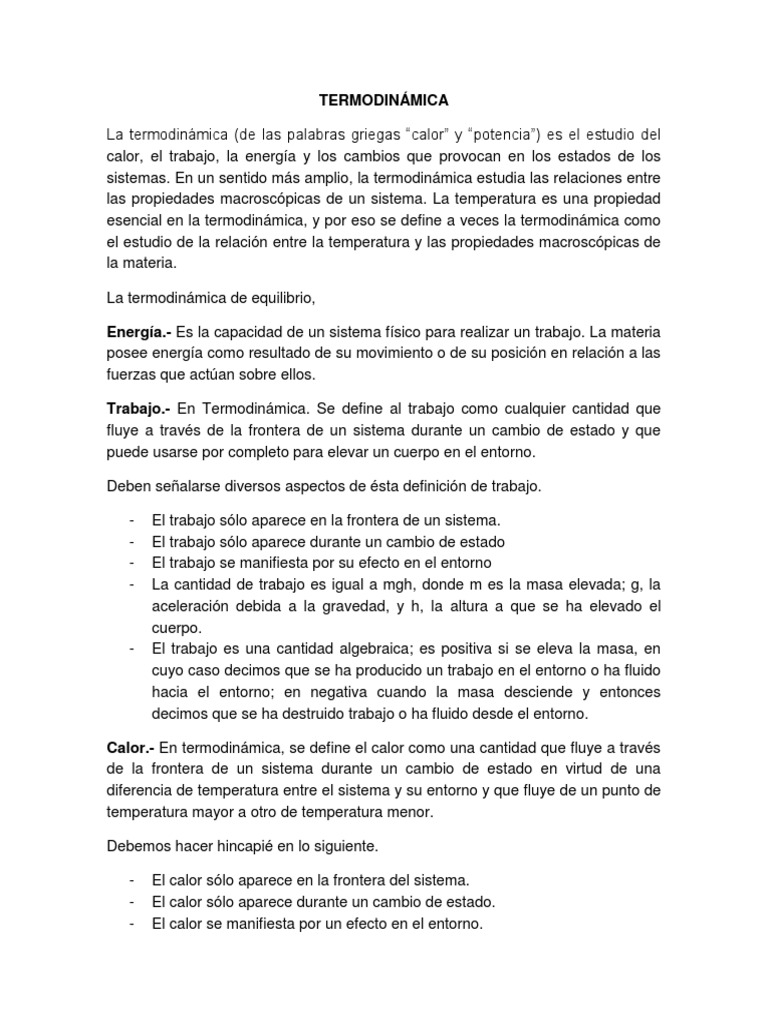 Teoría Termo | PDF | Calor | Termodinámica