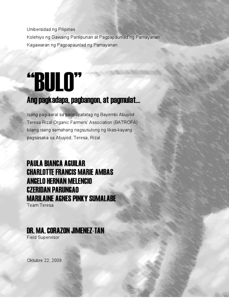 BULO: Ang Pagkadapa, Pagbangon, at Pagmulat NG Team Teresa | PDF