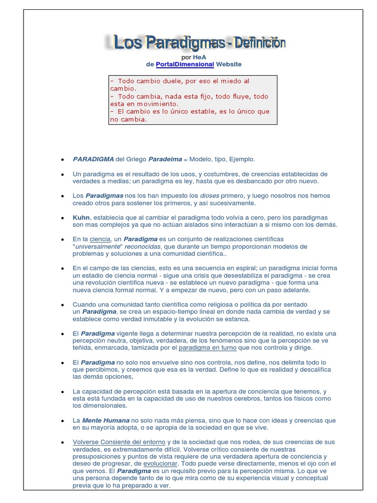 Los Paradignas - Definición | PDF | Paradigma | Science