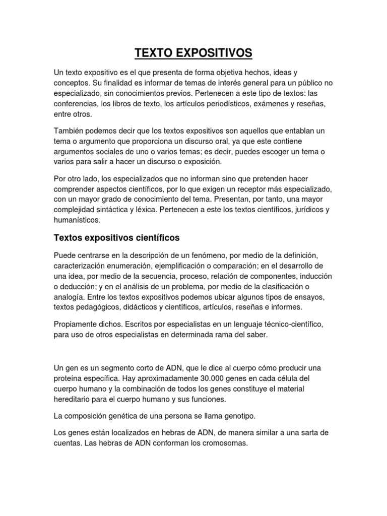 Texto Expositivos | PDF | Gene | Cromosoma