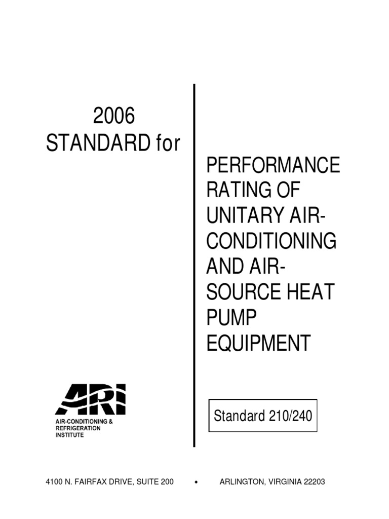 ARI Standard 210 240 | PDF | Air Conditioning | Hvac