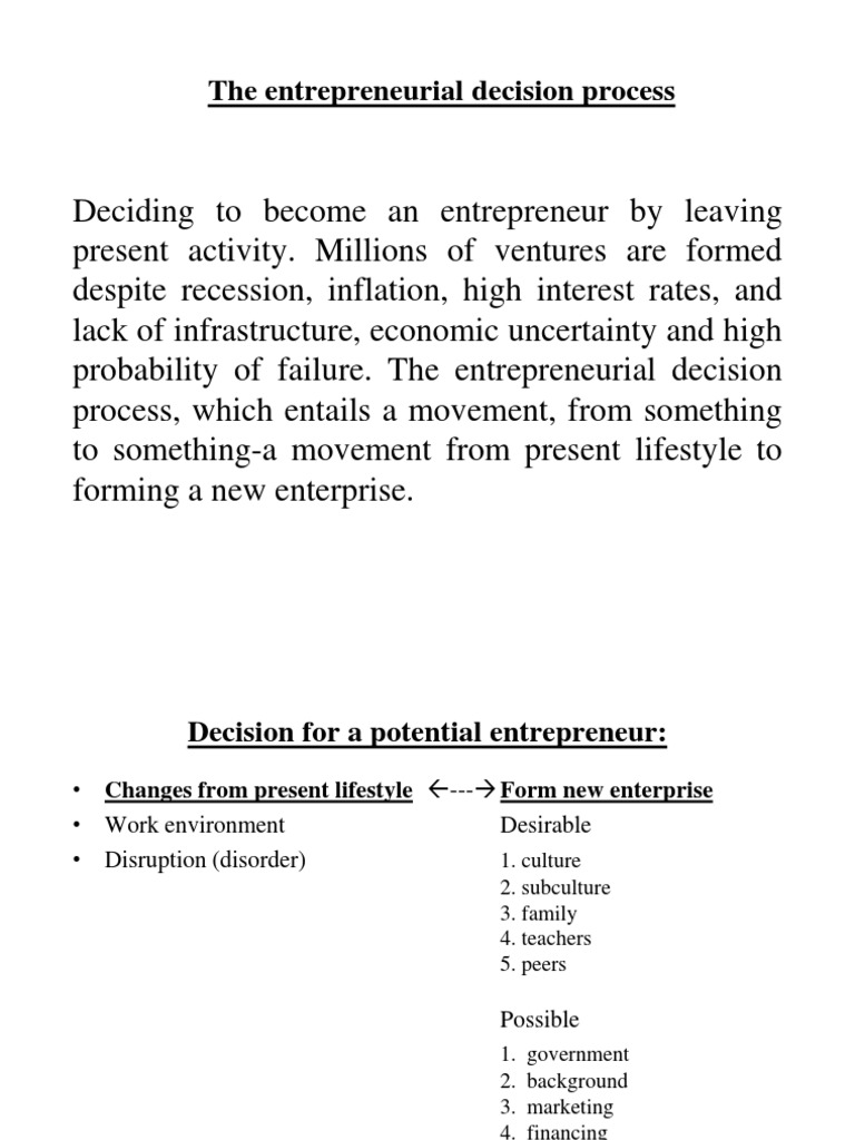 The Entrepreneurial Decision Process | PDF | Venture Capital ...
