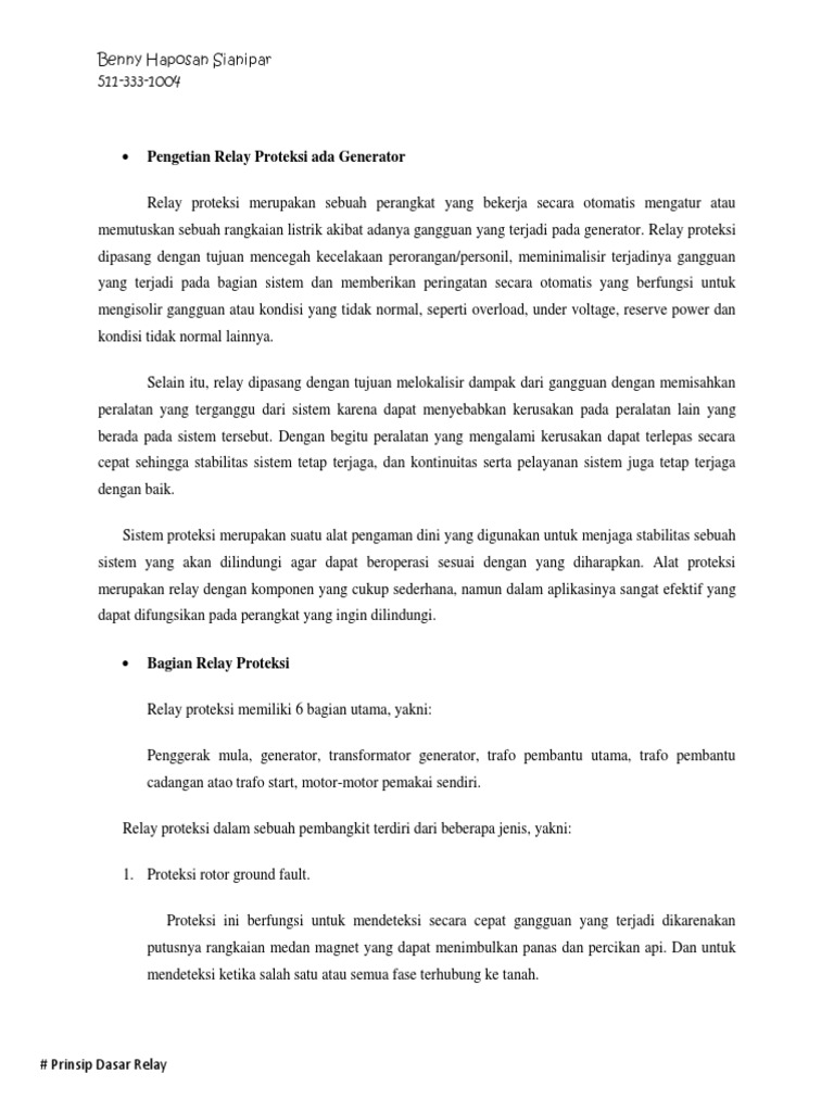 Fungsi dan Jenis Relay Proteksi | PDF