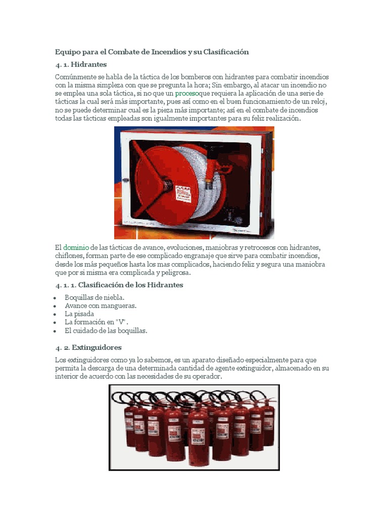 Equipos y Clasificación de Incendios | PDF | Combustión | Dióxido de ...