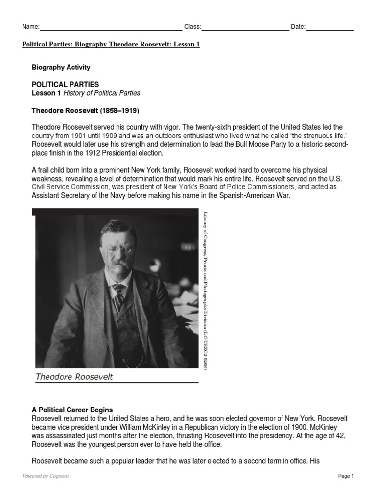 Teddy Roosevelt Activity | PDF | Theodore Roosevelt | Politics Of The ...