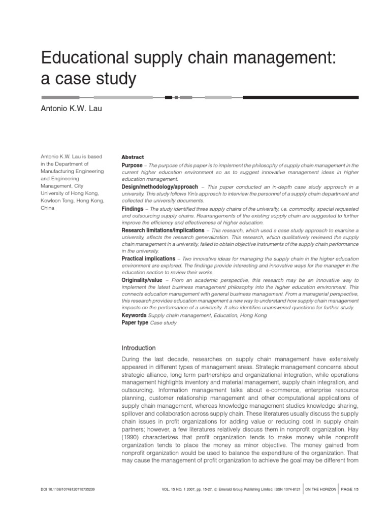 Supply Chain Management in Higher Education | PDF | Supply Chain ...