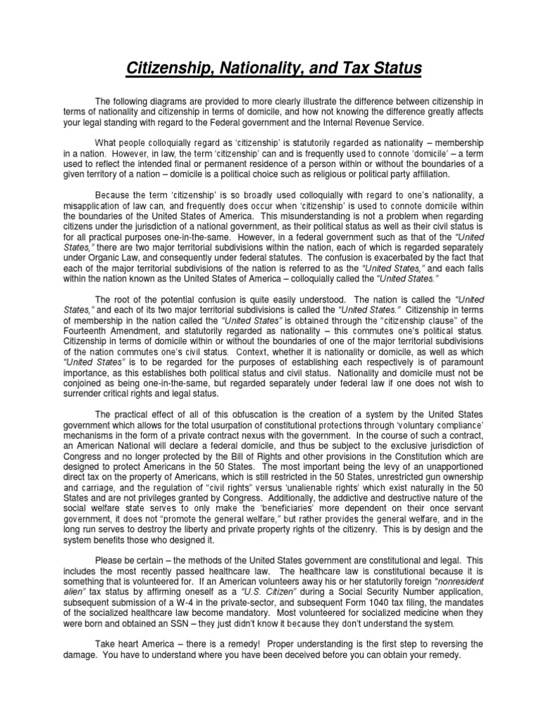 Citizenship vs. Nationality Explained | PDF | Citizenship | U.S. State