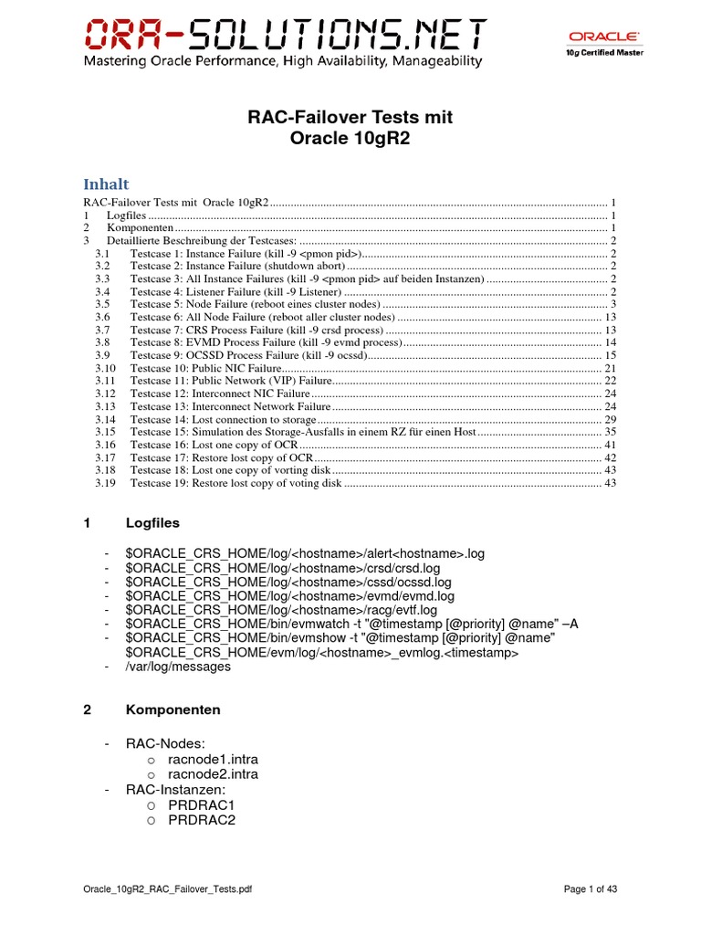 RAC Failover Tests | PDF