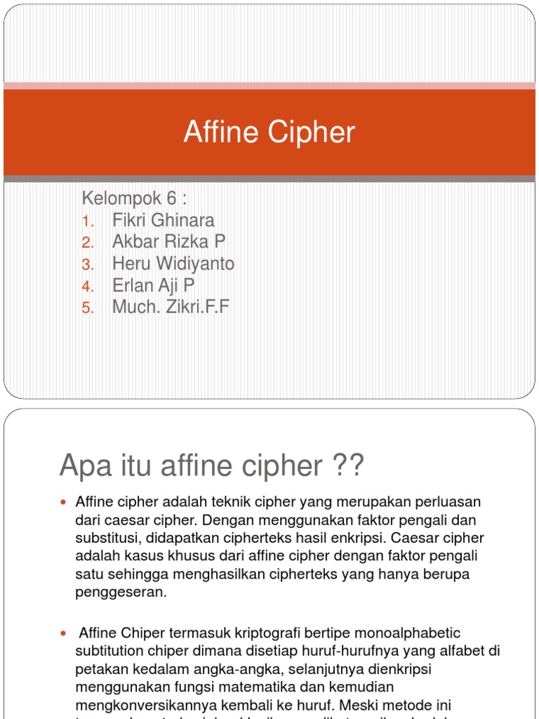 Affine Cipher | PDF | Metode & Bahan Ajar