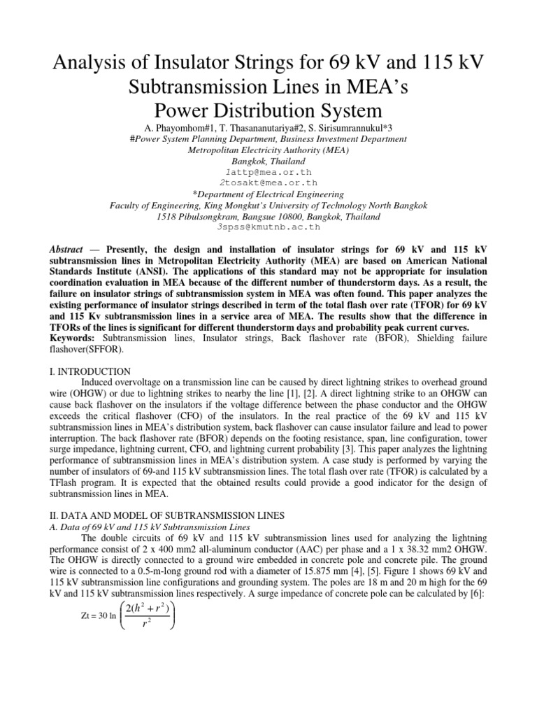 Analysis of Insulator Strings For 69 KV and 115 KV | PDF | Electric ...