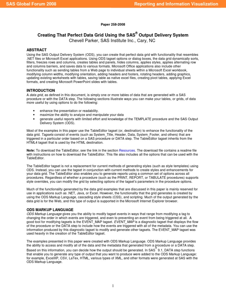 ODS | Download Free PDF | Sas (Software) | Microsoft Excel