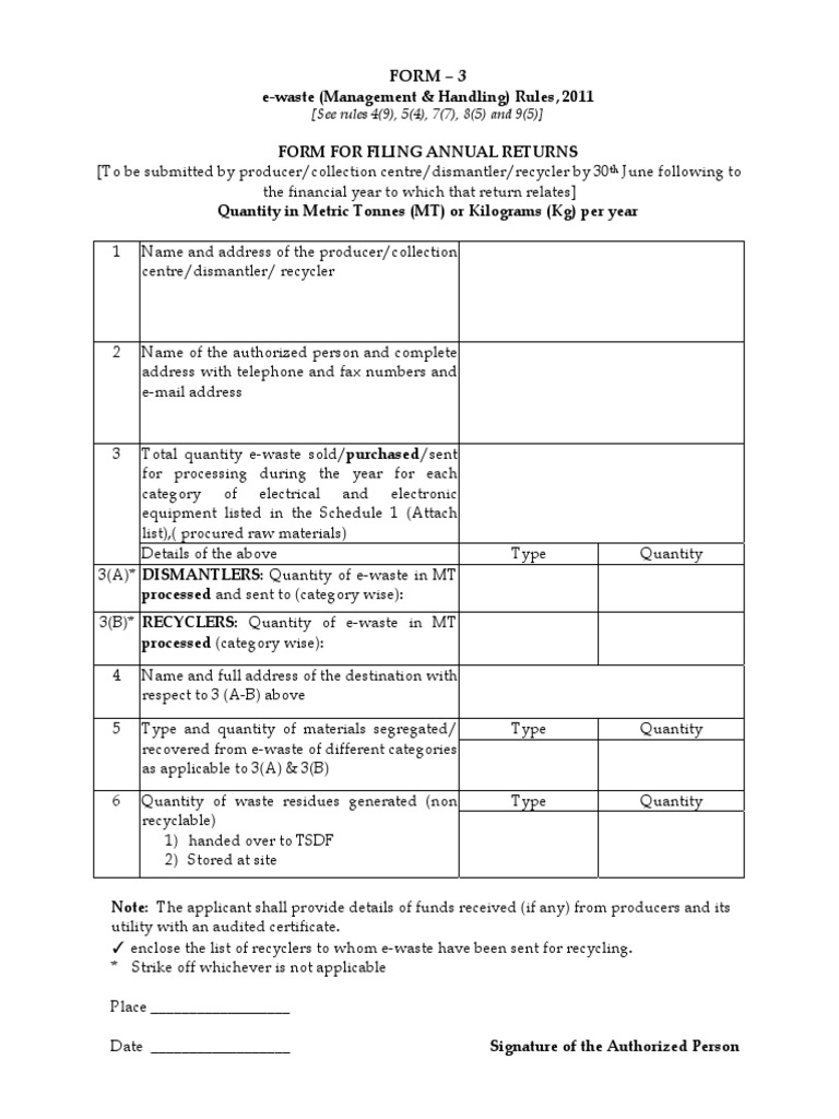 E Waste Returns in Form-3 | PDF