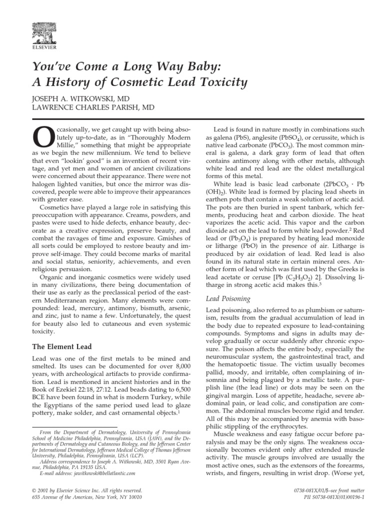 History of Cosmetics | Lead | Cosmetics