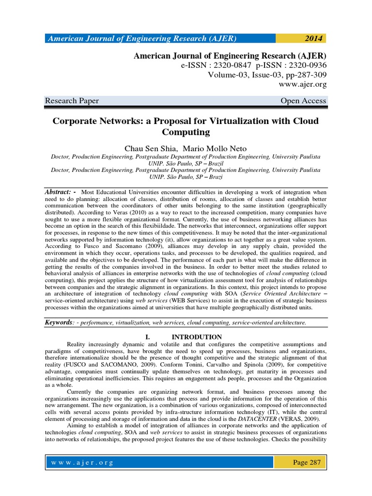 Corporate Networks: A Proposal For Virtualization With Cloud Computing | PDF | Service Oriented ...