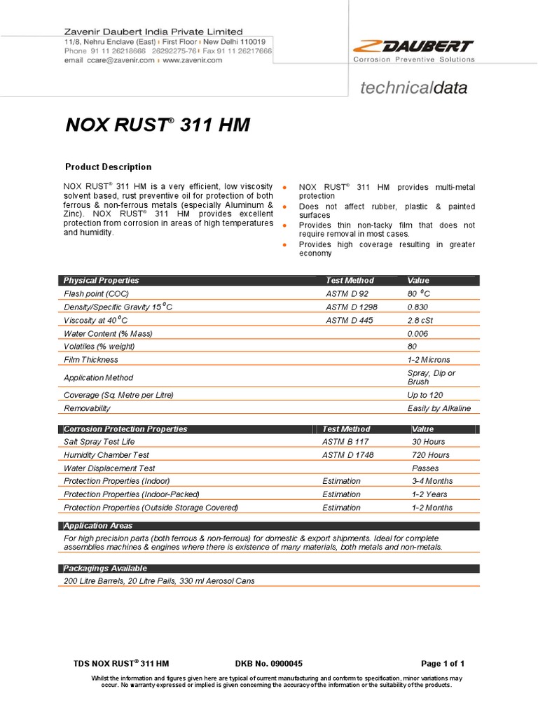 Nox-Rust 311 HM | PDF | Rust | Corrosion