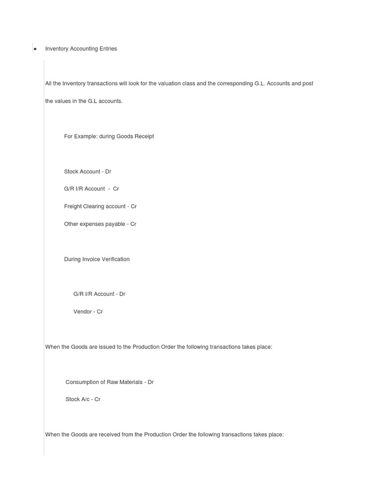 SAP MM Inventory Accounting Entries | PDF | Debits And Credits | Cheque