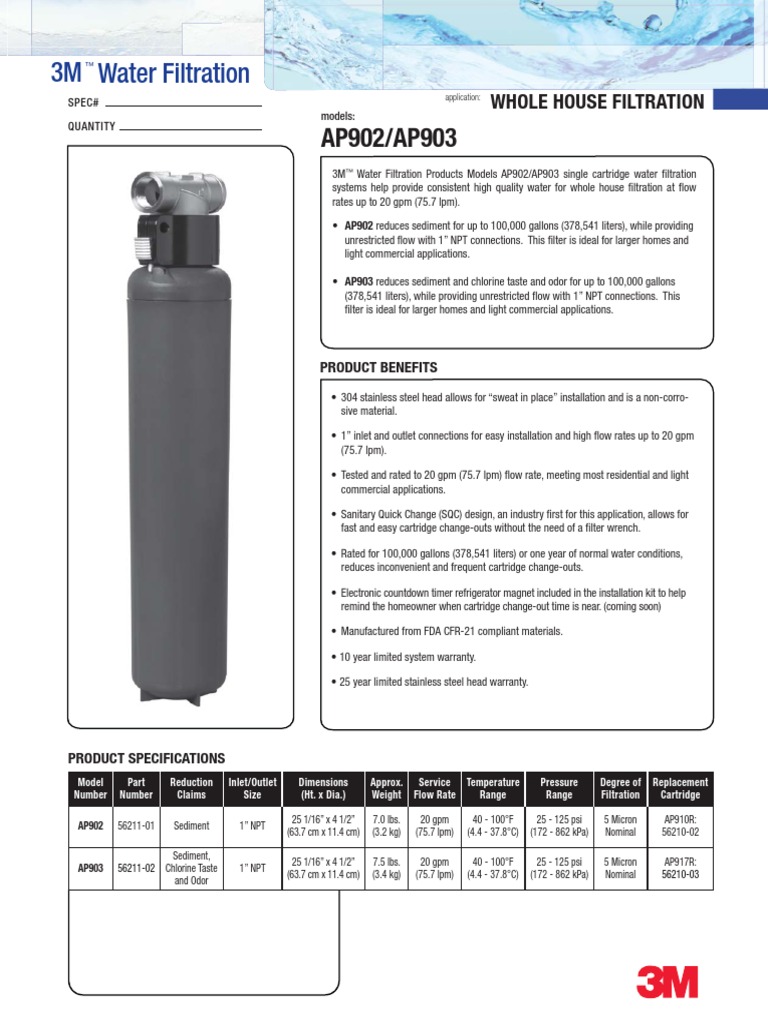 3m AP902 AP903 Whole Filtration | PDF | Filtration | Cartridge (Firearms)