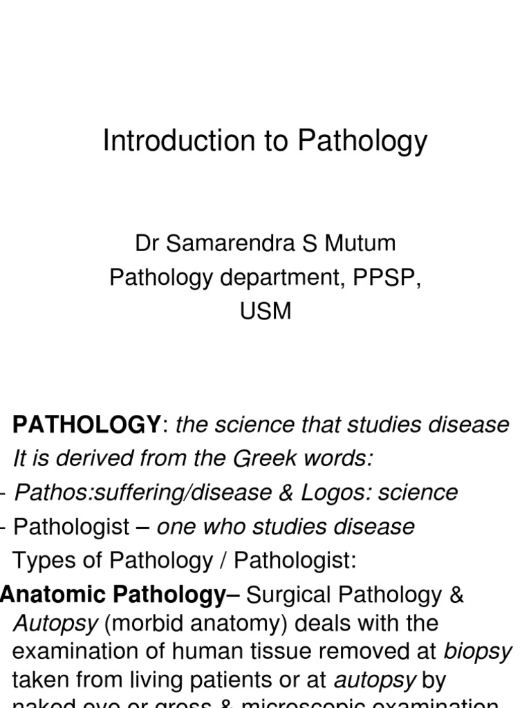 Introduction To Pathology | PDF | Pathology | Anatomy