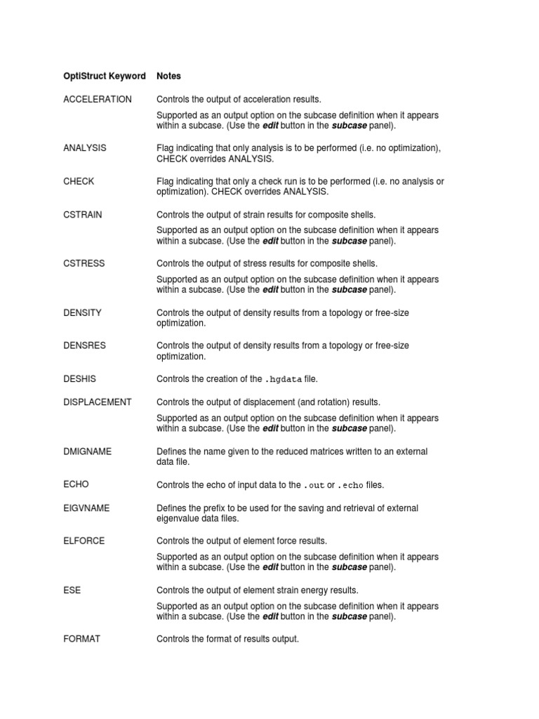 Control Card Detail of Hypermesh | Download Free PDF | Parameter (Computer Programming) | Matrix ...