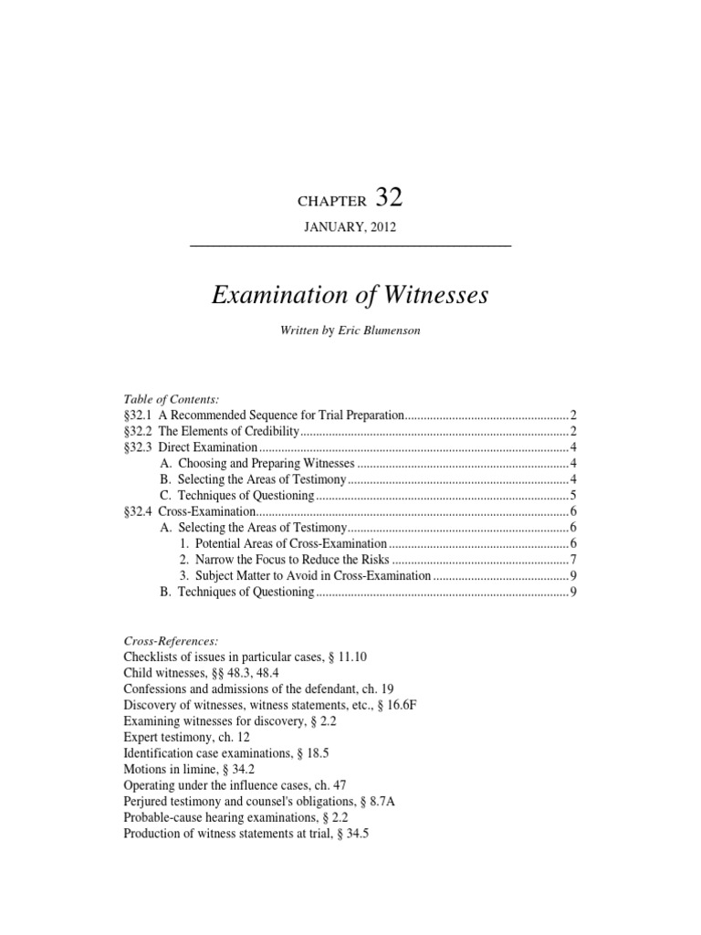 Direct - Cross Exam of A Witness | PDF | Cross Examination | Witness