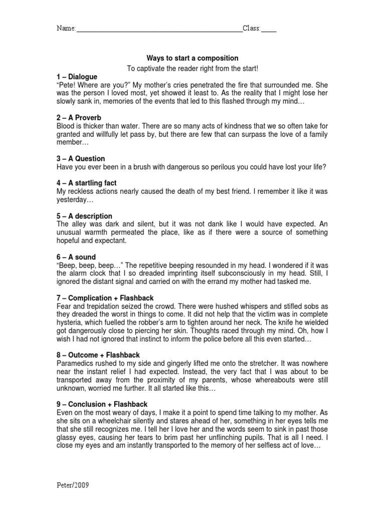 Ways To Start A Composition | PDF