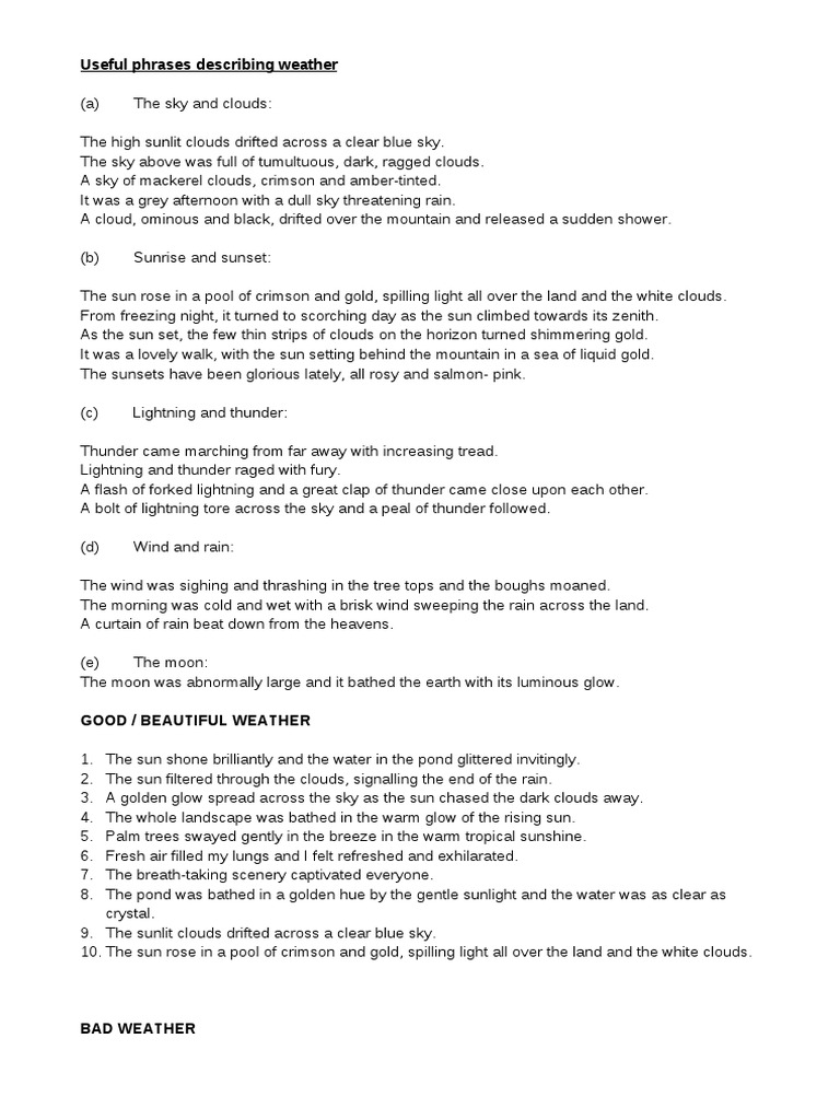 Creative Weather Descriptions Guide | PDF | Sky | Cloud