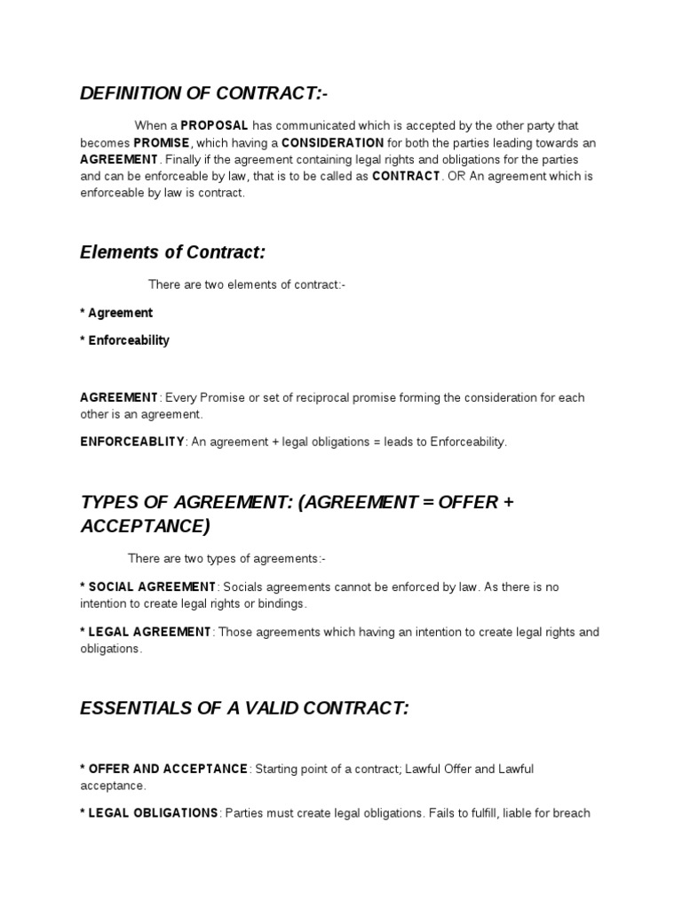 Definition of Contract | PDF | Offer And Acceptance | Business Law