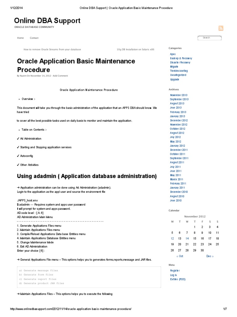 Oracle Application Basic Maintenance Procedure | PDF