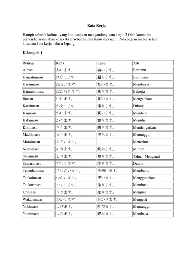 Kosa Kata Bahasa Jepang | PDF