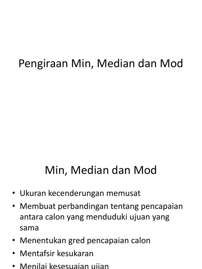 Pengiraan Min Median Dan Mod | PDF