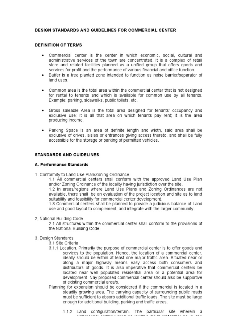Commercial Center Design Standards Guide | PDF | Sanitary Sewer | Street
