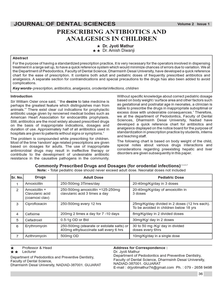Pediatric Antibiotic and Analgesic Guidelines | PDF | Antibiotics ...