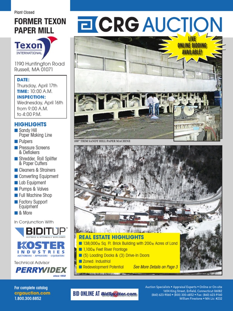 Texon Auction Brochure | Download Free PDF | Machines | Manufactured Goods