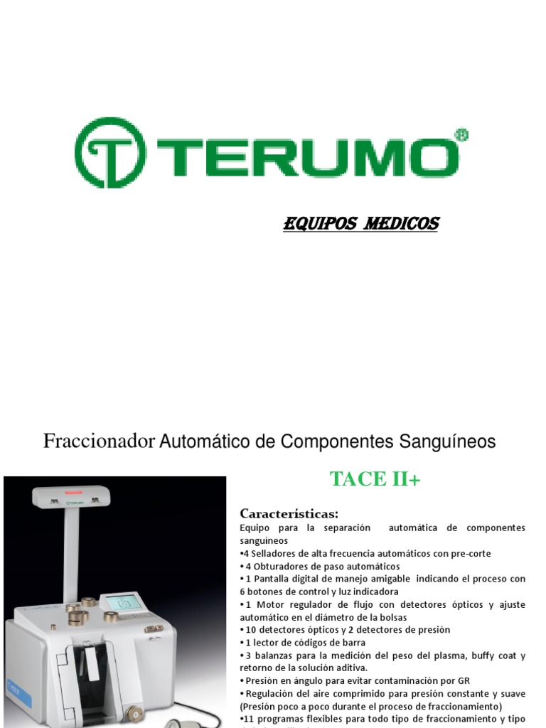 Equipos Medicos Terumo | PDF | Plaqueta | Sangre