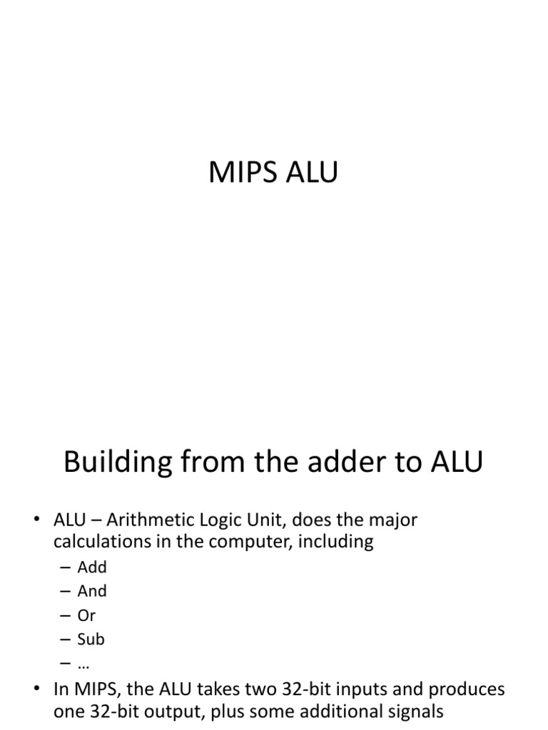 Mips Alu | PDF | Instruction Set | Arithmetic