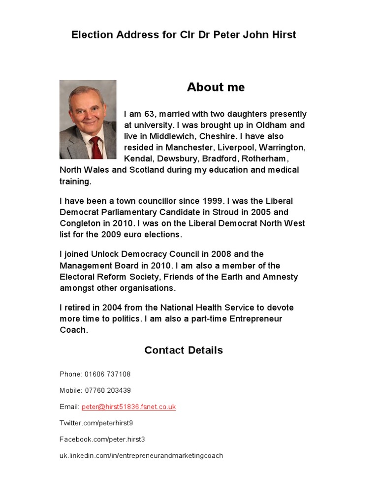 2014 Internal Elections Address - Peter Hirst | PDF | Political Parties ...