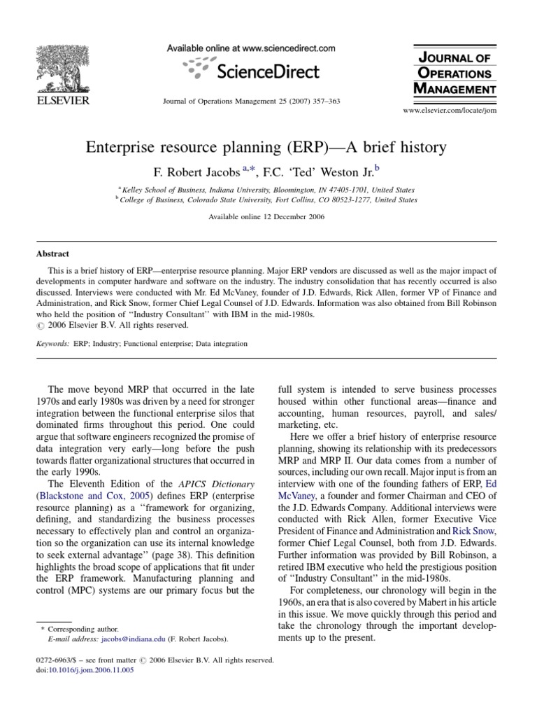 ERP History | PDF | Enterprise Resource Planning | Oracle Corporation