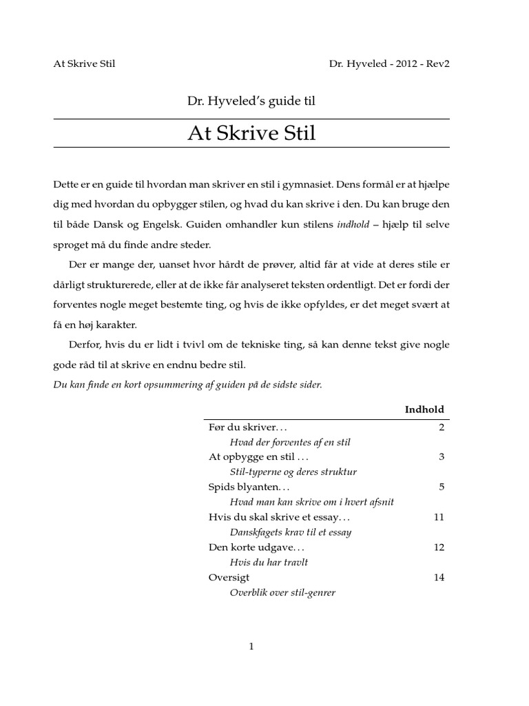 At Skrive Stil (Dansk Guide) | PDF